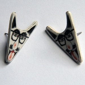 Vintage Fred Babb Cat Face Porcelain Earrings - Etsy