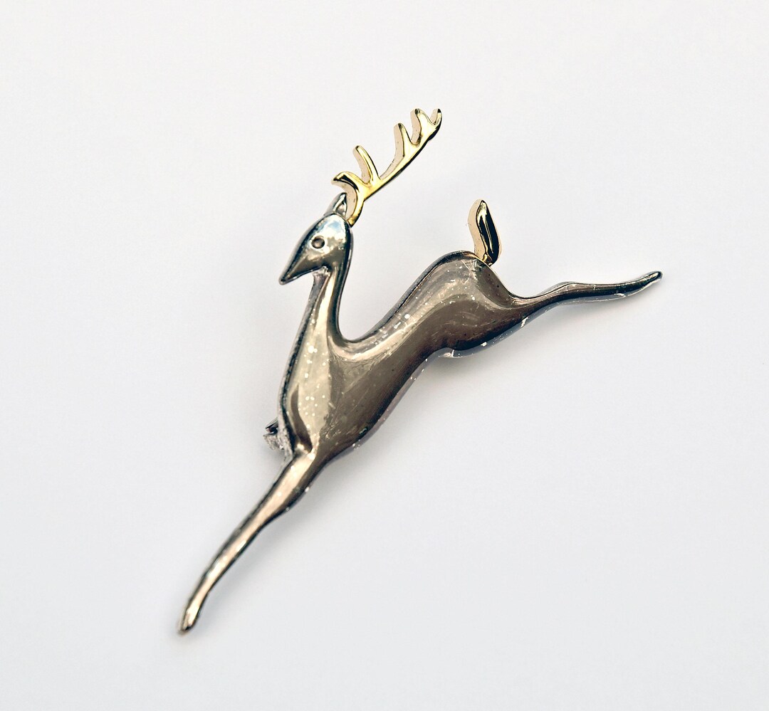 Vintage Liz Claiborne Leaping Deer Brooch – Silver & Gold-tone ...