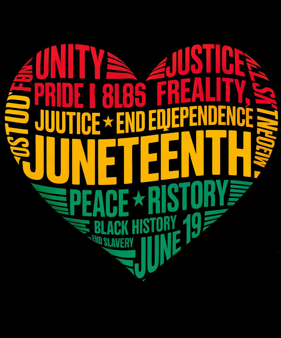 Juneteenth Heart Shaped Wall Art With Red Yellow Green Typography ...