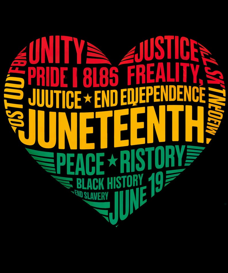 Juneteenth Heart Shaped Wall Art With Red Yellow Green Typography ...