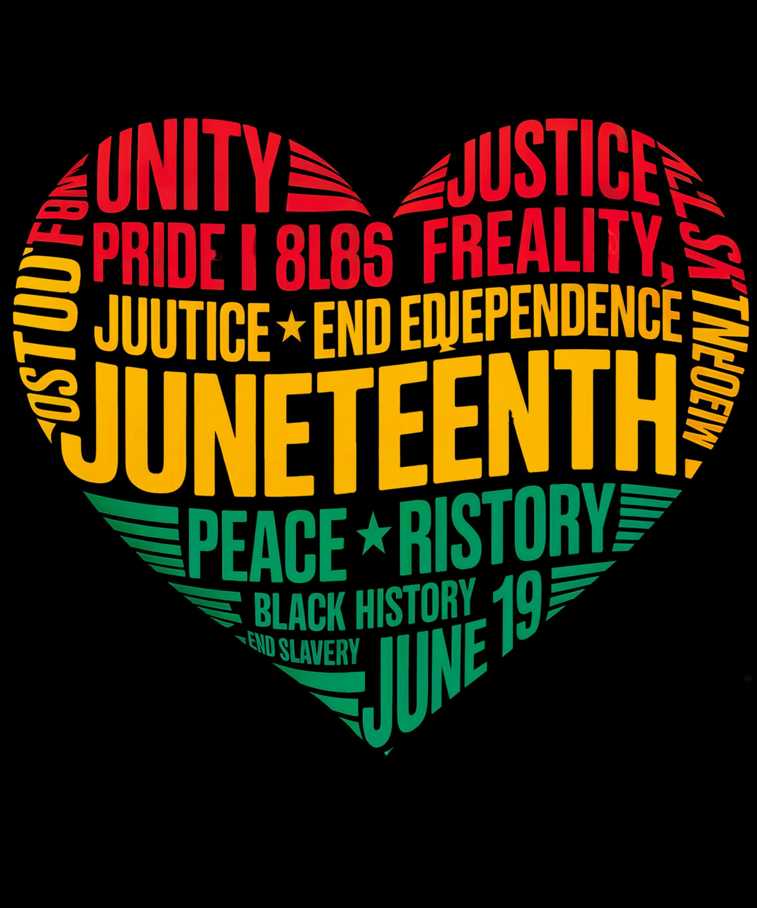 Juneteenth Heart Shaped Wall Art With Red Yellow Green Typography ...