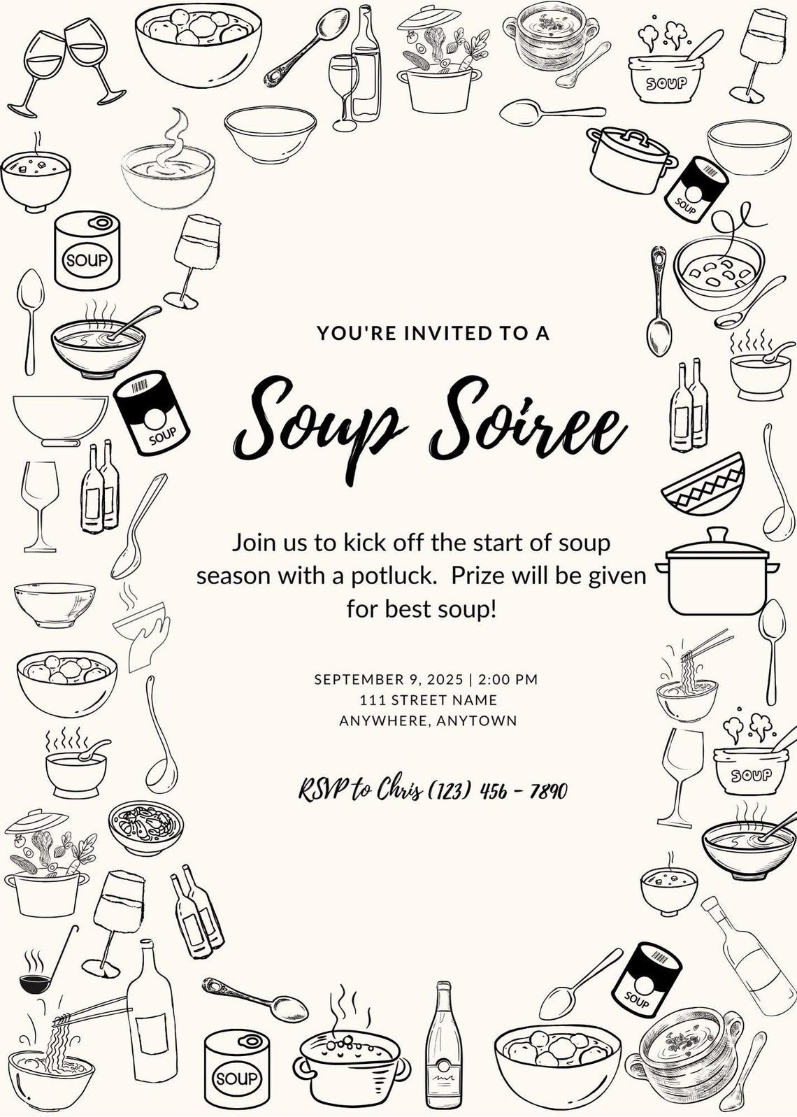Soup Party Invitation Template - Etsy
