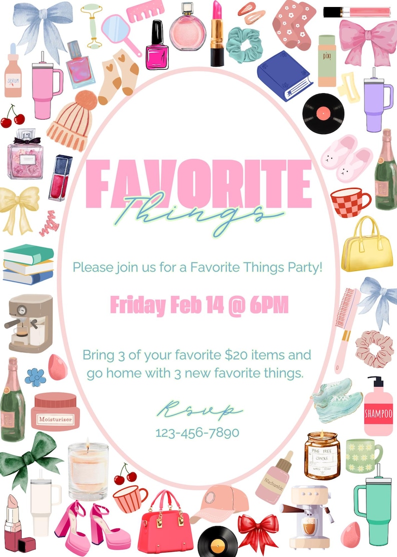 Favorite Things Party Invitation Template - Etsy