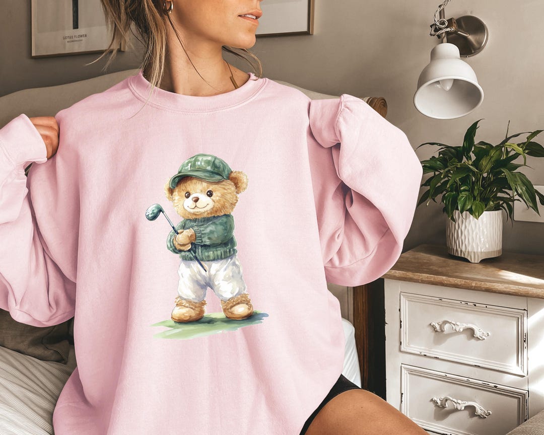 Teddy Bear Playing Golf PNG, Teddy Bear Sports Wall Art, Babyshower ...