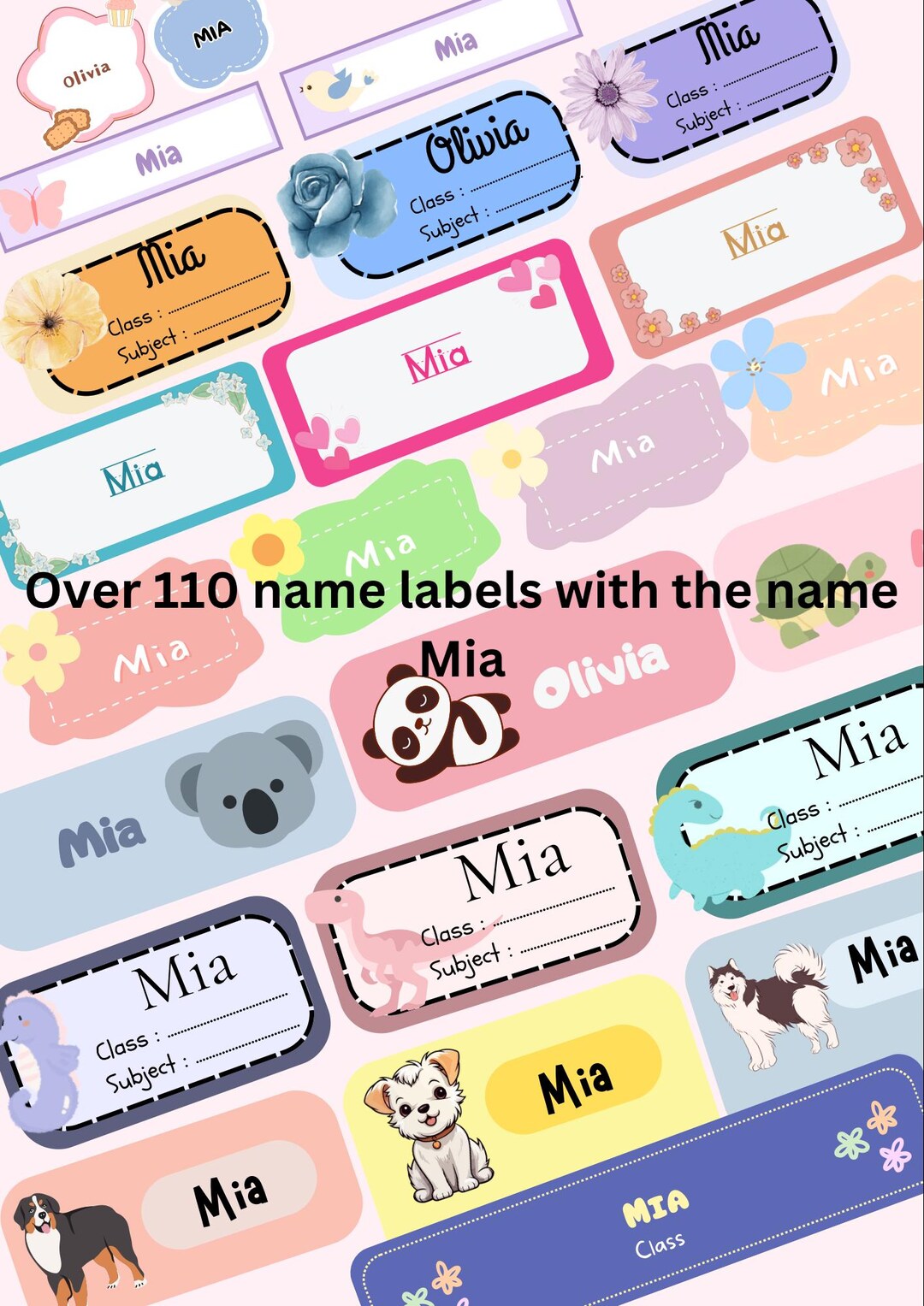 110+ Stylish Mia Name Labels – Instant Download | Printable Name ...