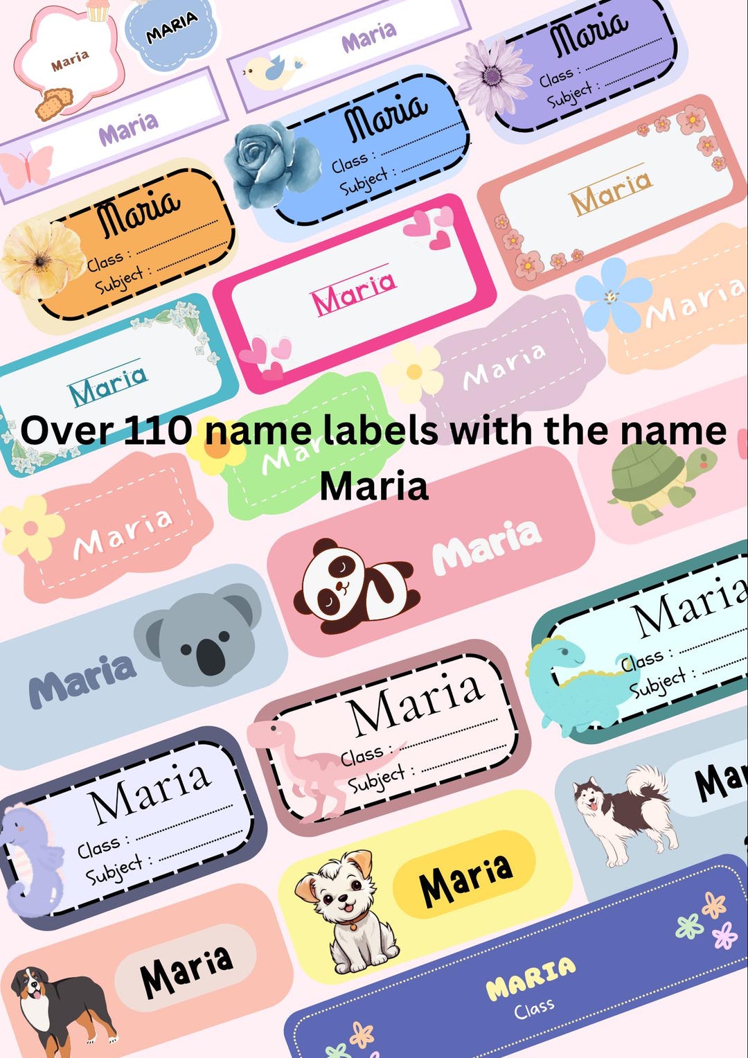 115 Printable Maria Name Labels | Digital Name Tag Stickers L School ...