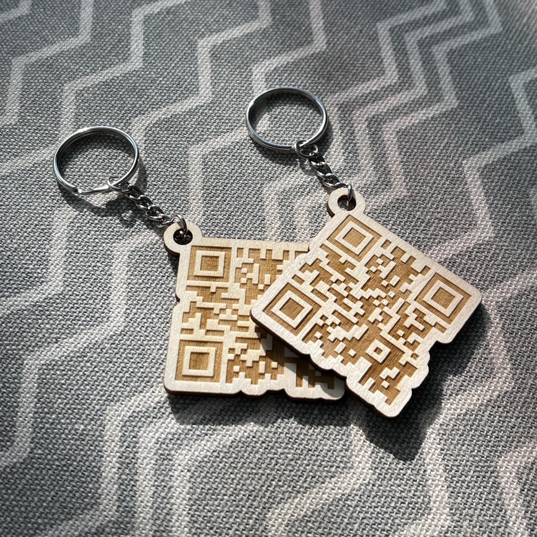 Custom Engraved QR Code Keychain - QR Code Keychain - Custom Qr Sign ...