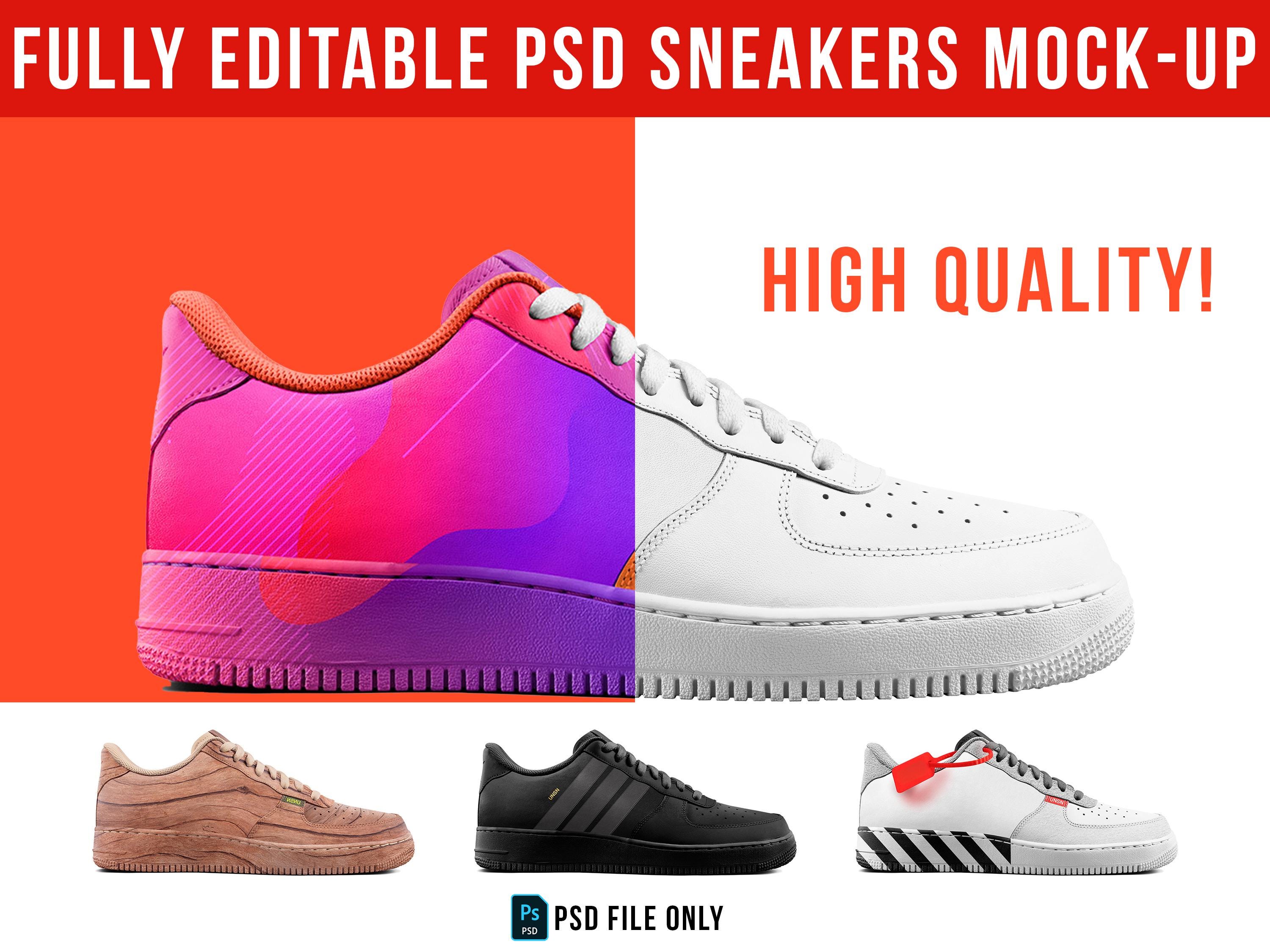 Customizable Sneakers PSD Mock Up, Shoe Template, Shoe Mockup for Adobe ...