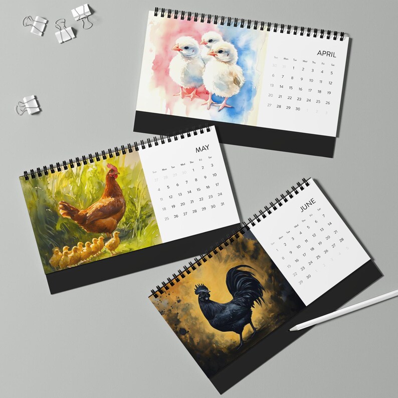 2025 Chickens Desk Calendar, Watercolor Painting, Bird Lover Gift, Buff ...