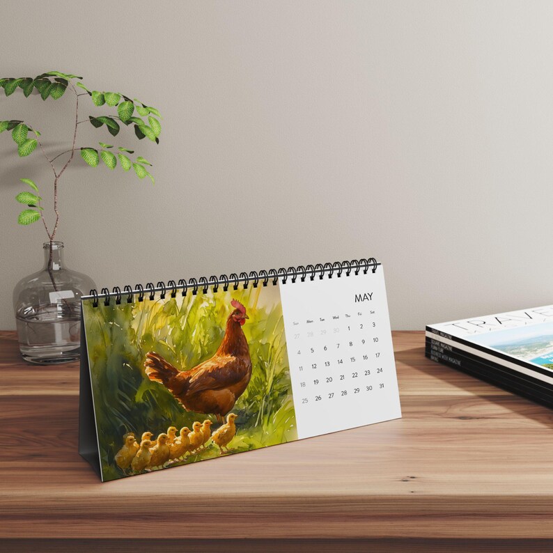 2025 Chickens Desk Calendar, Watercolor Painting, Bird Lover Gift, Buff ...