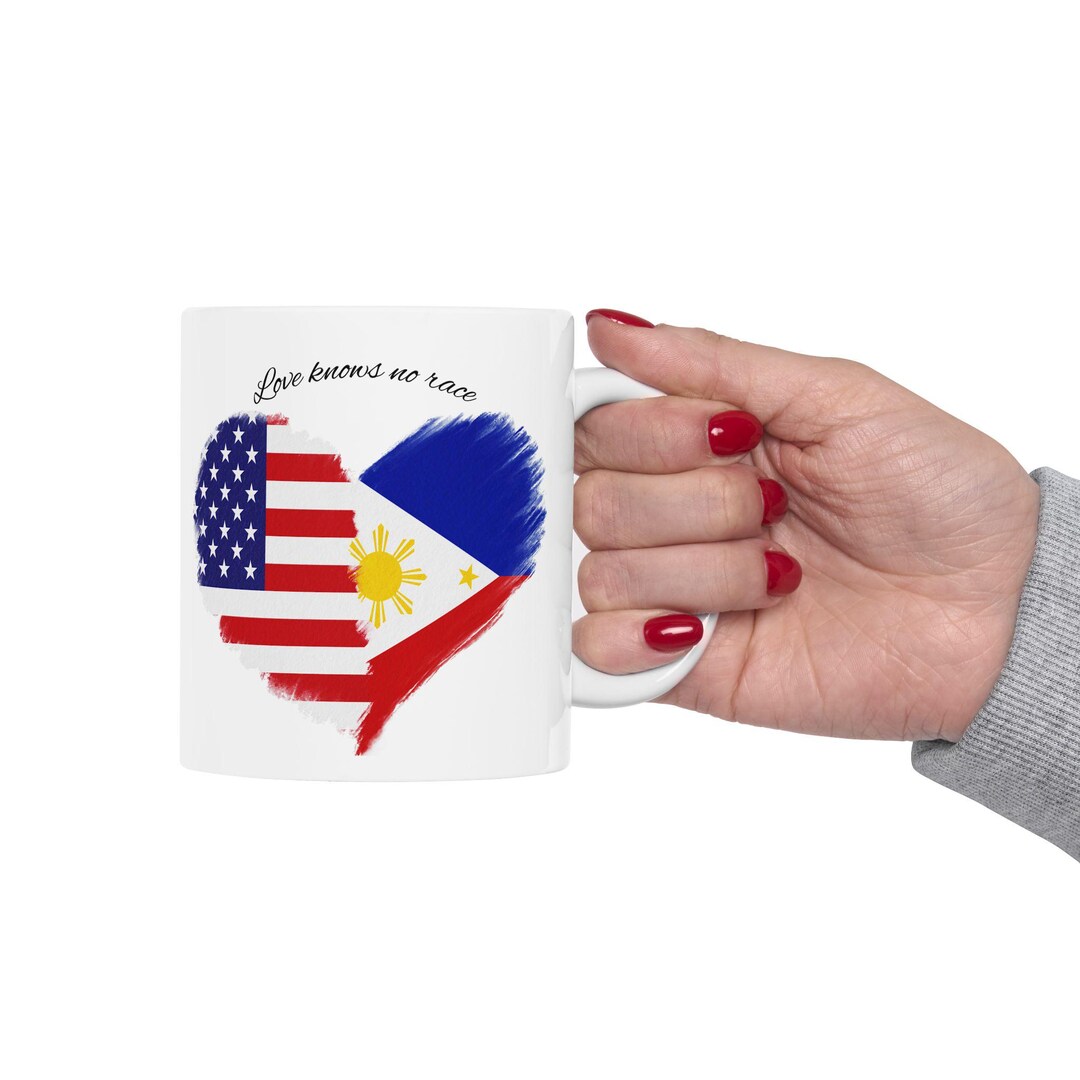 Filipino-american Mixed Couple Coffee Mug, Anniversary Gift, Wedding ...