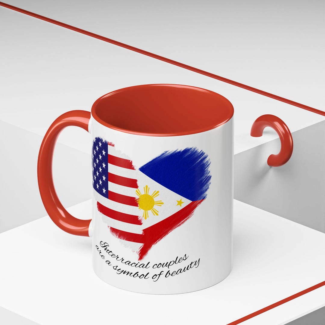 Filipino-american Mixed Couple Accent Coffee Mug, Anniversary Gift ...