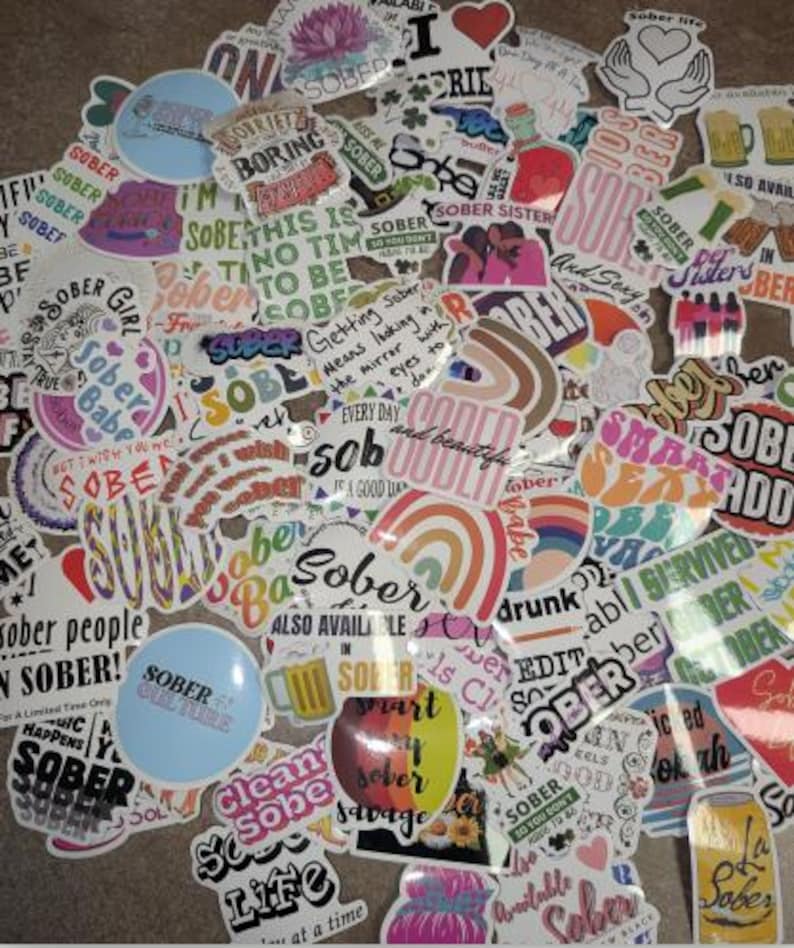 Sober Stickers Pack - Sobriety Affirmation Stickers | Recovery ...