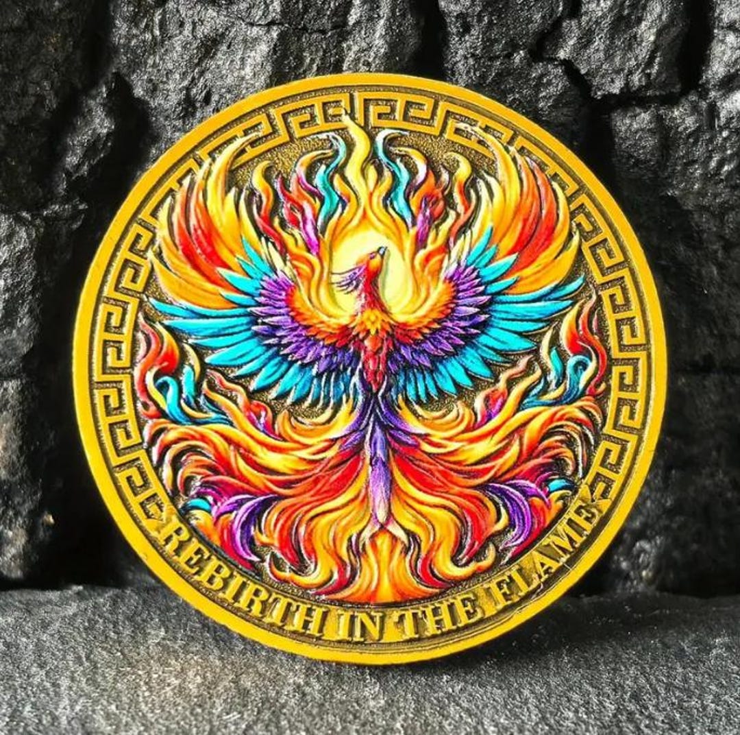 Phoenix Rebirth Sobriety Coin – AA Recovery Token | Serenity Prayer ...