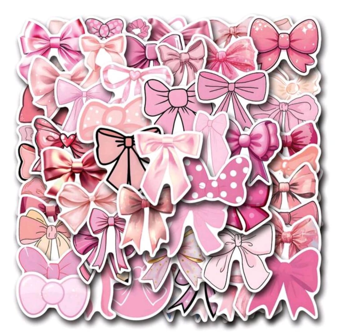 Pink Bow Stickers | Waterproof Vinyl Decals for Laptop, Journal - Etsy