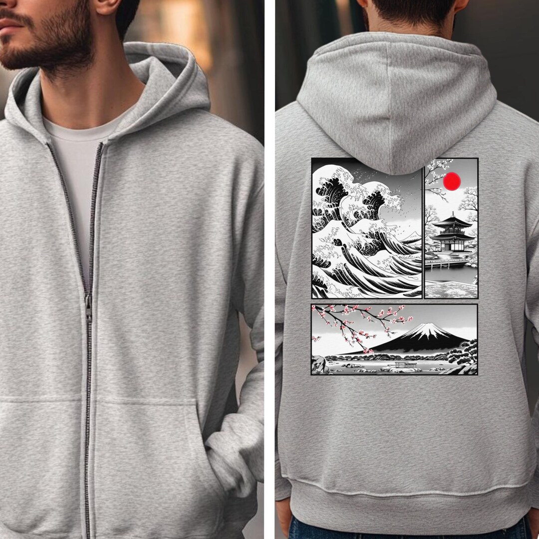 Us.vintage Japanese Manga Panels Unisex Full Zip Hoodie, Unisex Zip up ...
