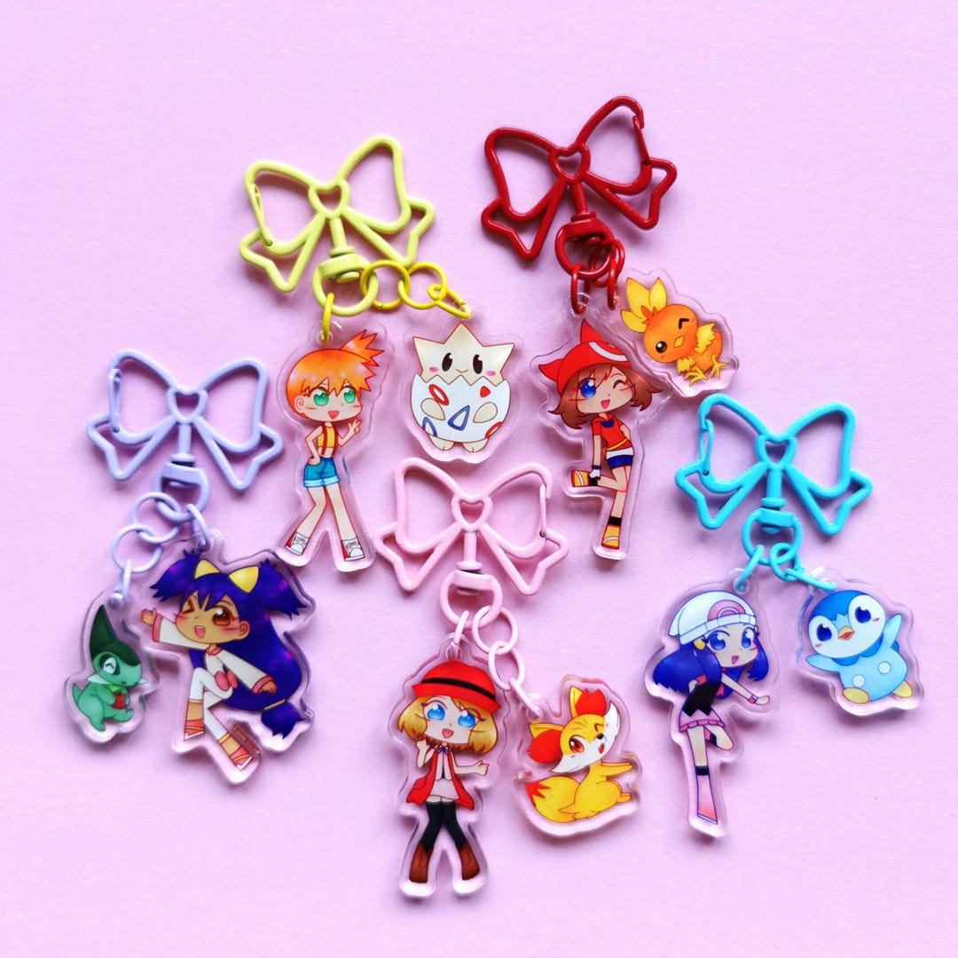 Pokegirls and Pokemon Combo Key Chains - Misty / May / Dawn / Iris ...