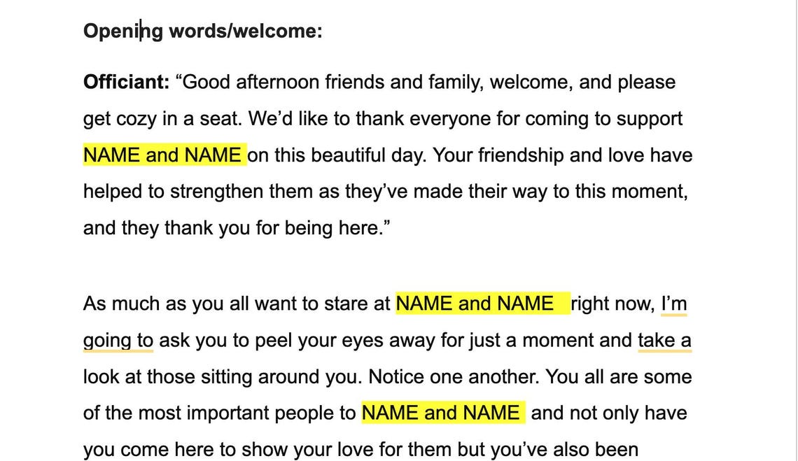 Wedding Ceremony Officiant Script| Non-religious Wedding Script ...