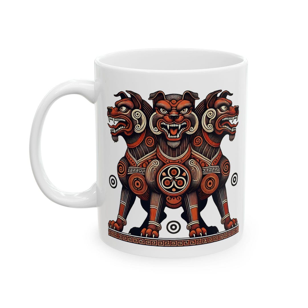 Ancient Greek Cerberus Mug, Mythical Red-figure Pottery Design ...