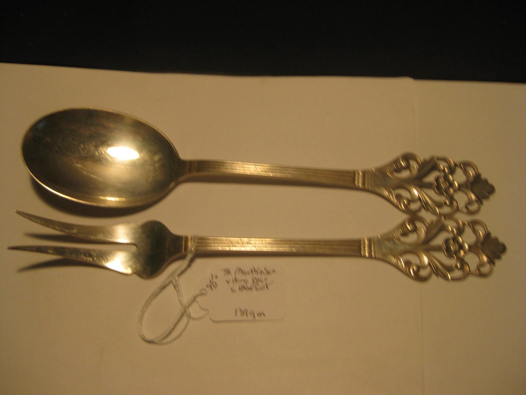 Vintage Norwegian Sterling Silver 9 1/2" Salad Set TH Marthinsen 139 ...
