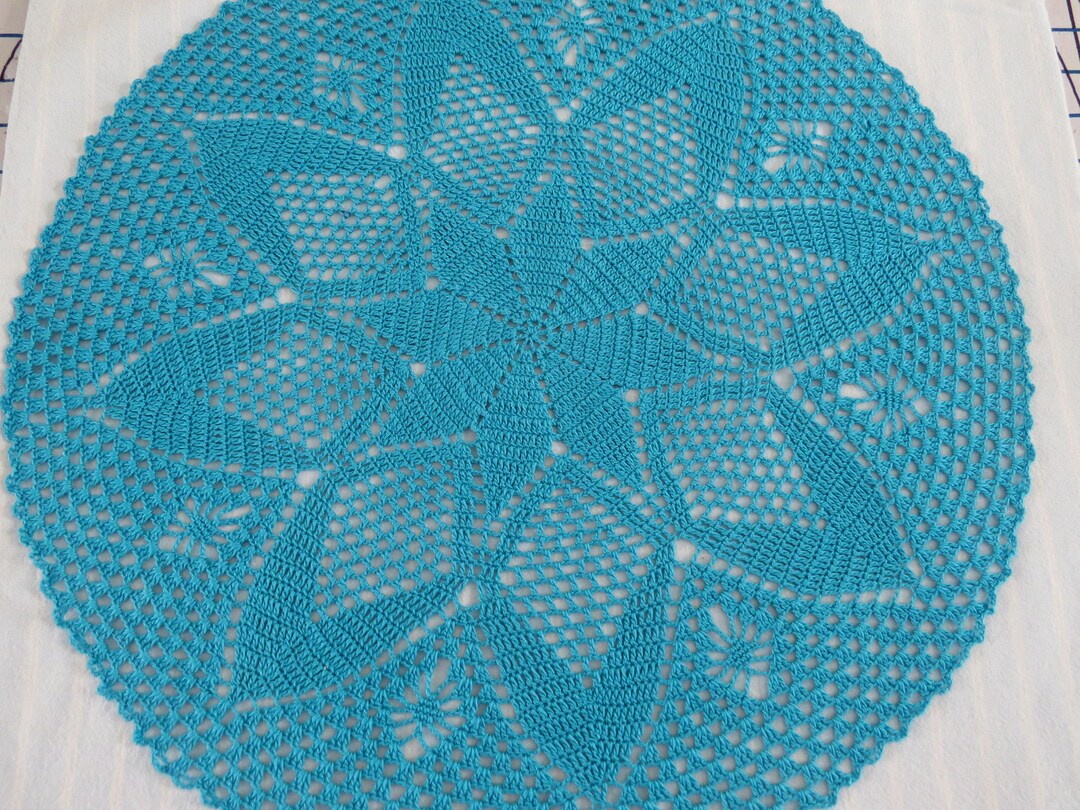 Turquoise 17.5 Inch Doily-diamond Pattern-hand Crocheted-aunt Lydia ...