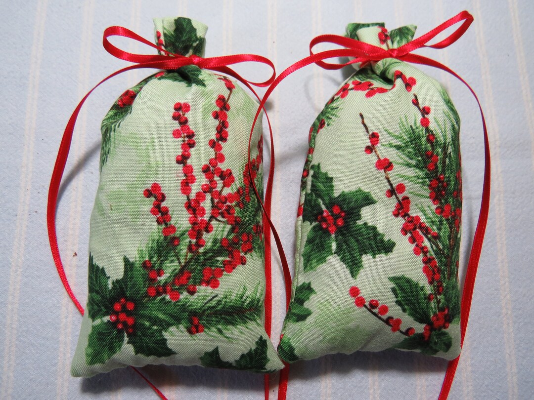 Christmas/winter 5"x2" Sachet-'holly Berry and Ivy' Fragrance-metallic ...
