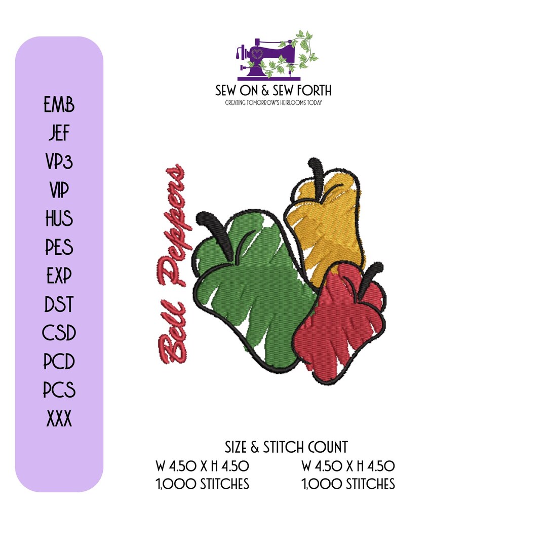 Bell Peppers, Vegetable, Machine Embroidery Design - Etsy