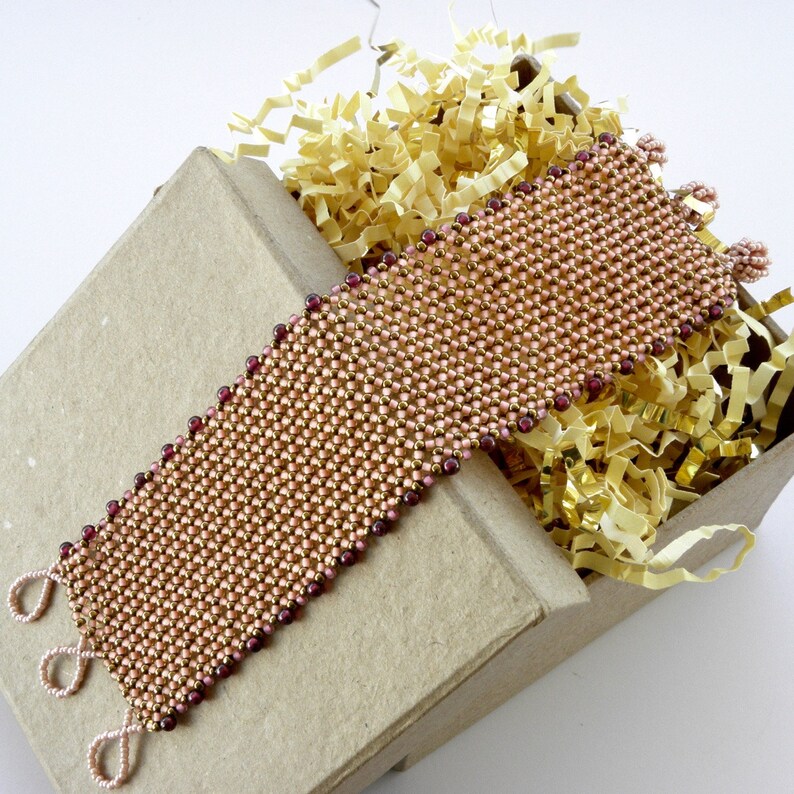 Beaded Cuff Seed Bead Bracelets Blue or Peach Bracelet Cuff - Etsy