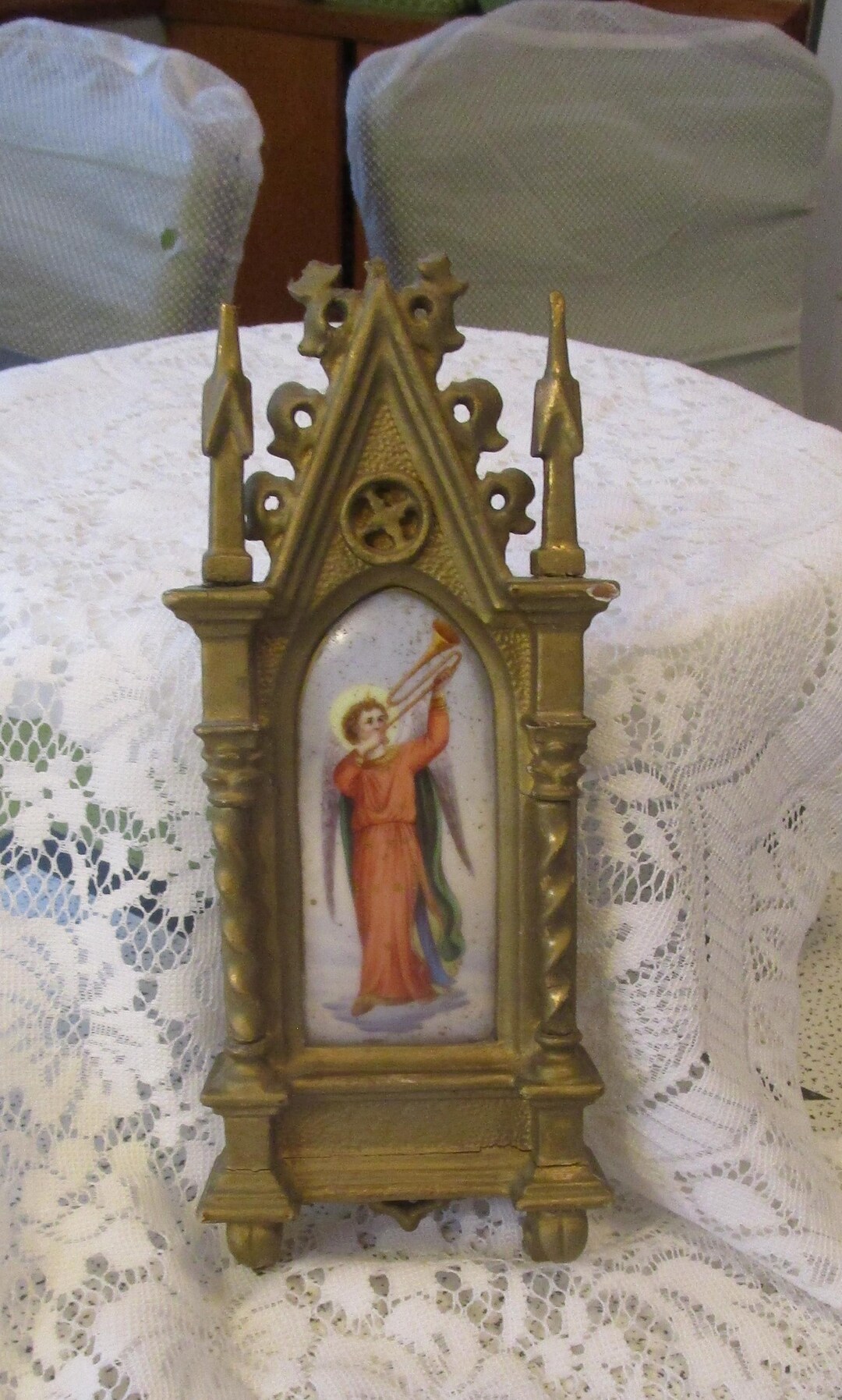 Late 1800s, Miniature Painting, Porcelain Painting, Heralding Angel ...