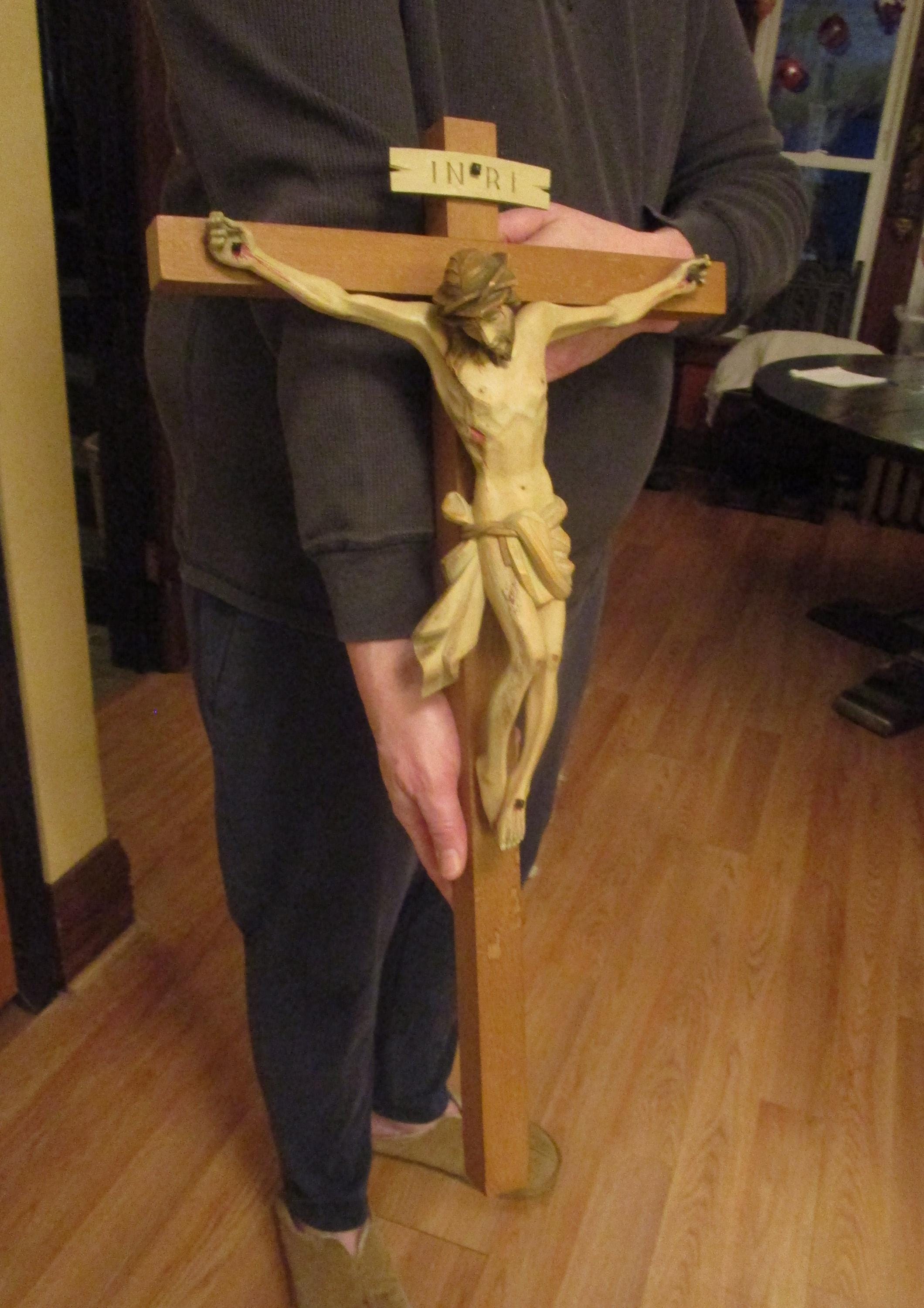 27in, Carved Crucifix, Wall Cross, Church Cross, Religious Decor ...