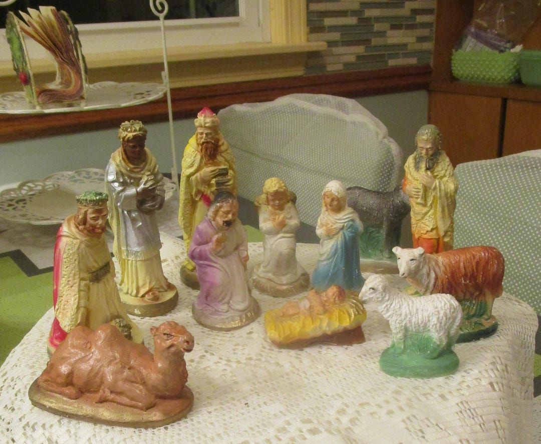 Antique, Chalkware, Nativity Figures, Christmas Decor - Etsy
