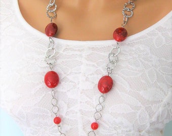 Red necklace | Etsy