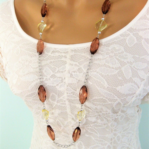 Long Brown Necklace - Etsy