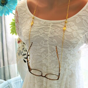 Gold Beaded Eyeglass Chain for Women, Glasses Chain With Gold Beads and ...