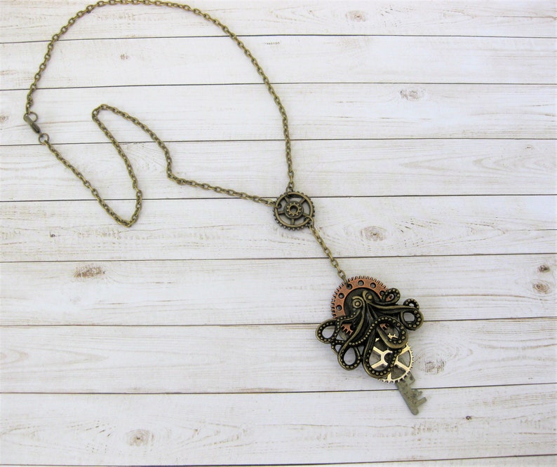 Steampunk Jewelry Old Key Necklace With Octopus Steampunk - Etsy
