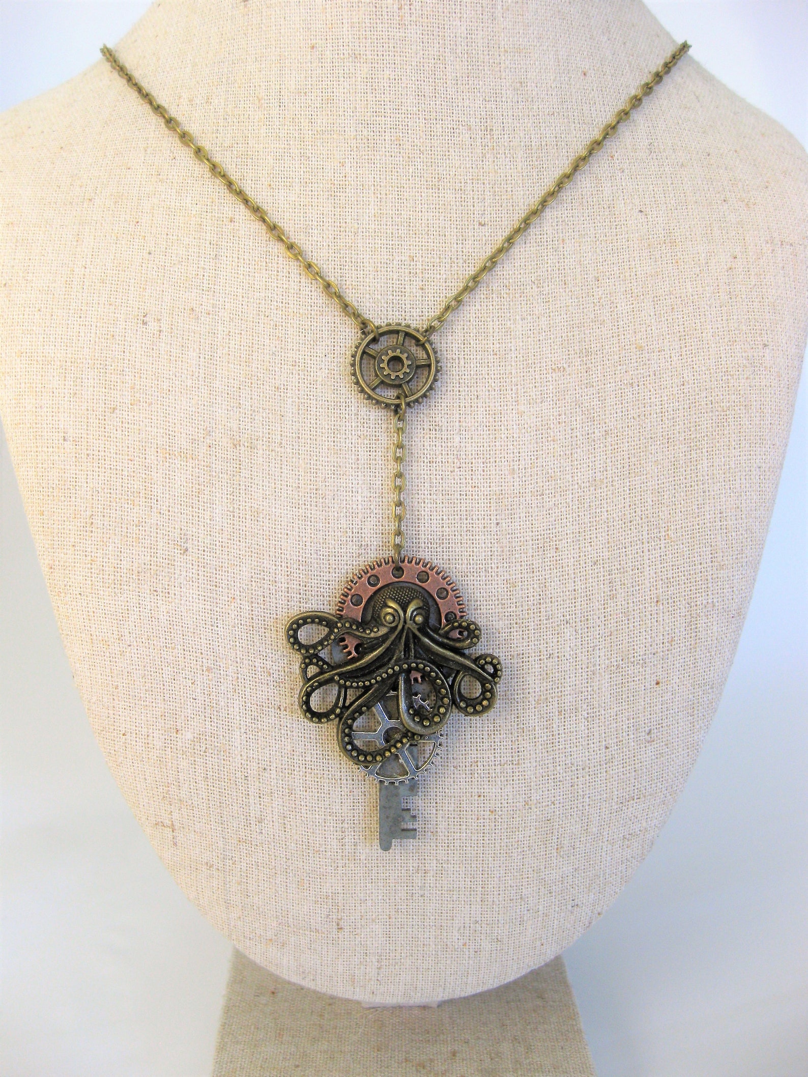 Steampunk Jewelry Old Key Necklace With Octopus Steampunk | Etsy