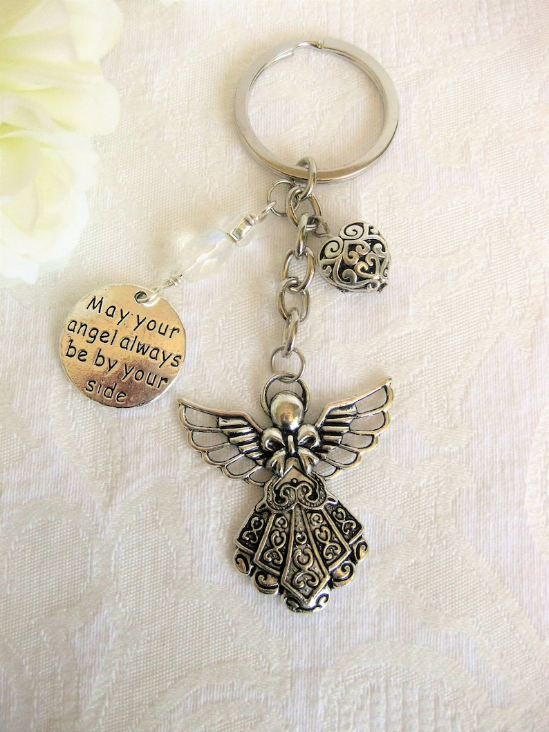 Angel Key Chain In Memory Of Sympathy Gift Silver Key Chain | Etsy