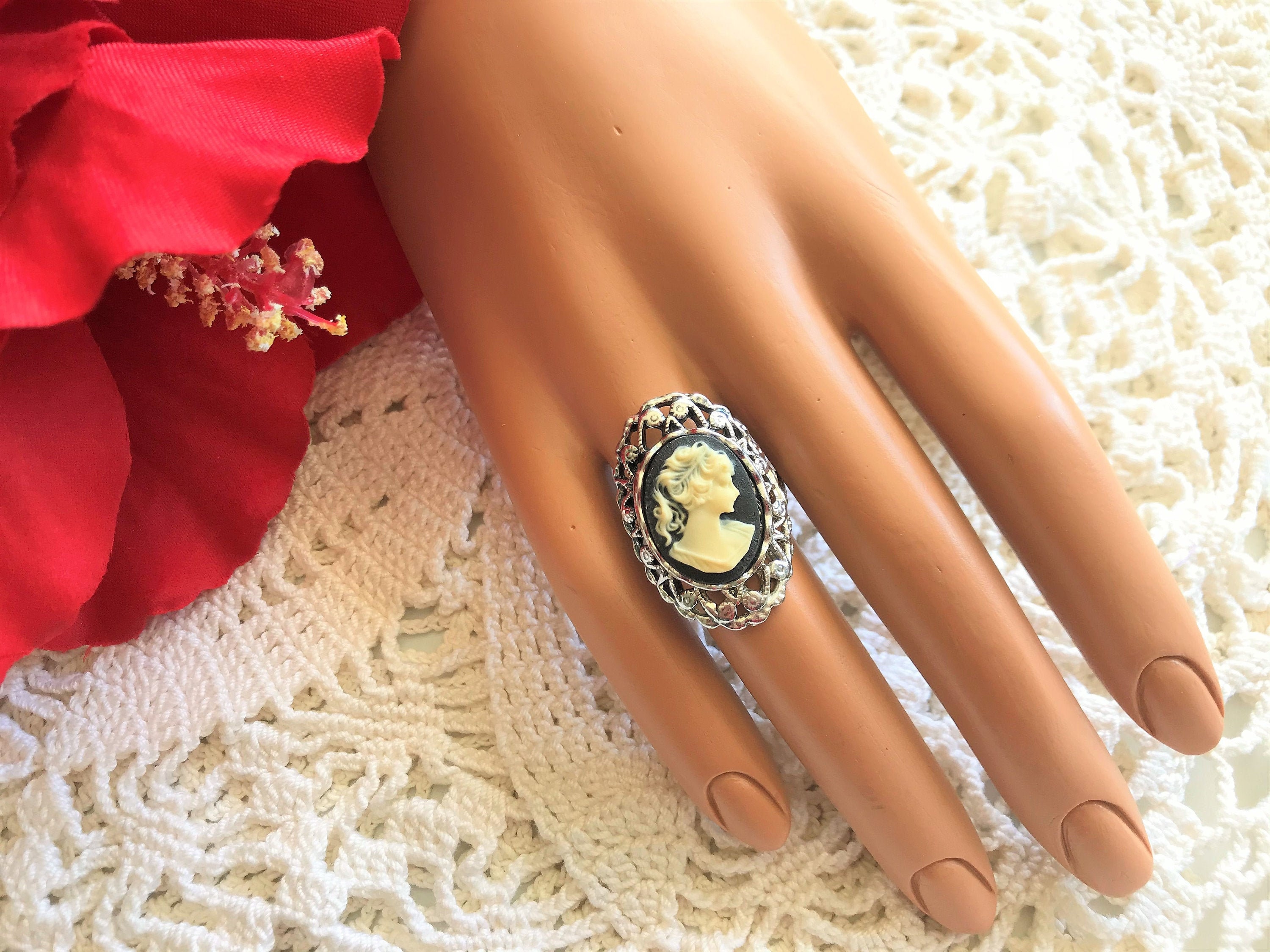 Silver Victorian Lady Cameos Rings Cameo Jewelry Rings for | Etsy