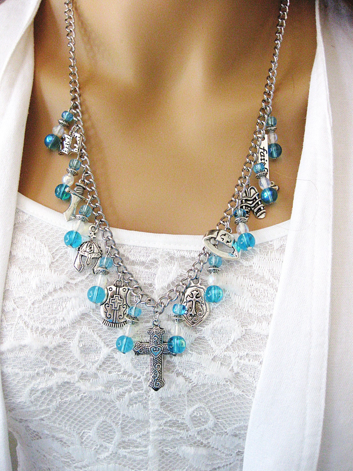 Armor of God Necklace Beaded Necklace Cross Necklace | Etsy