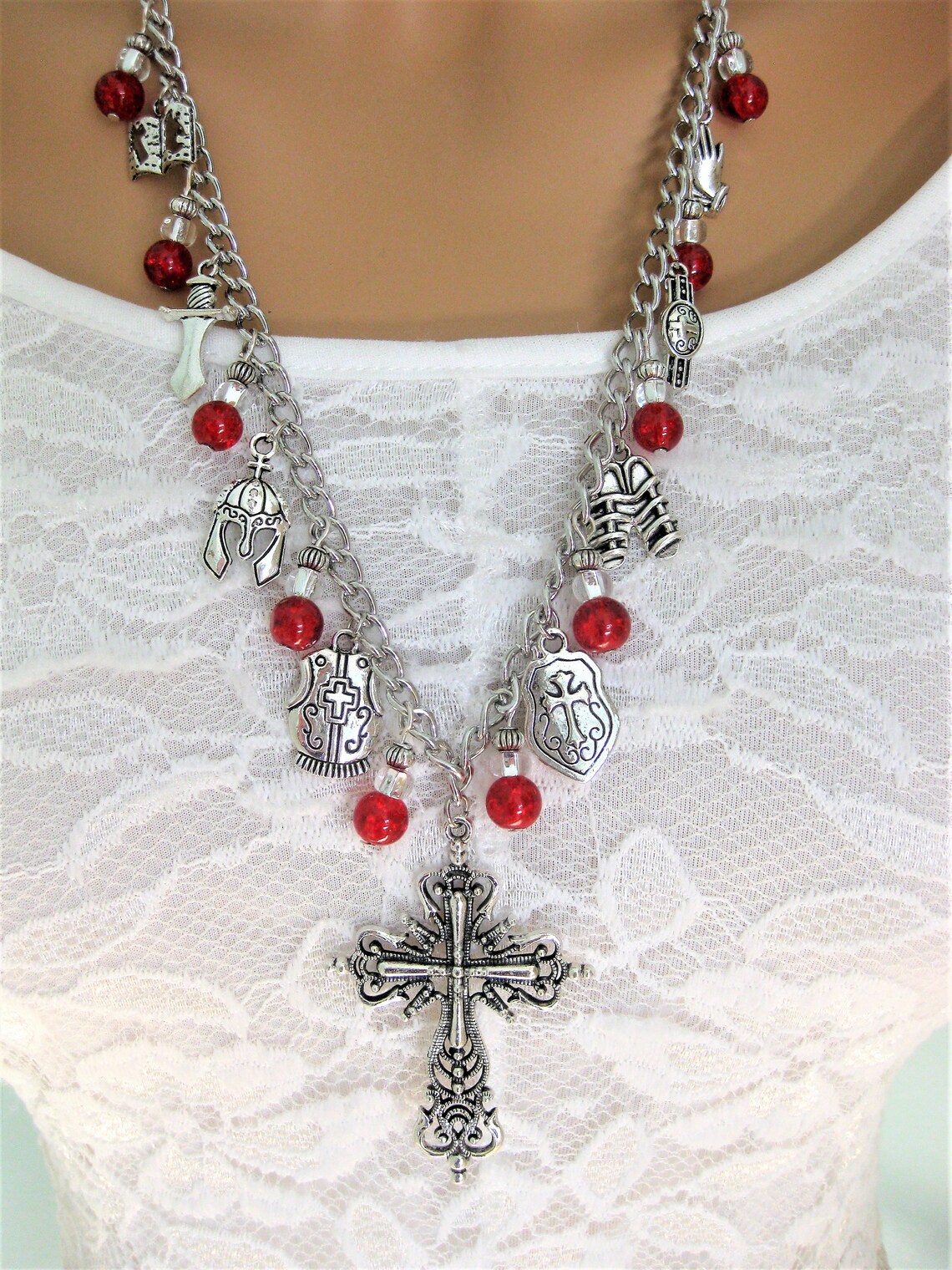 Armor of God Necklace Beaded Necklace Cross Necklace | Etsy