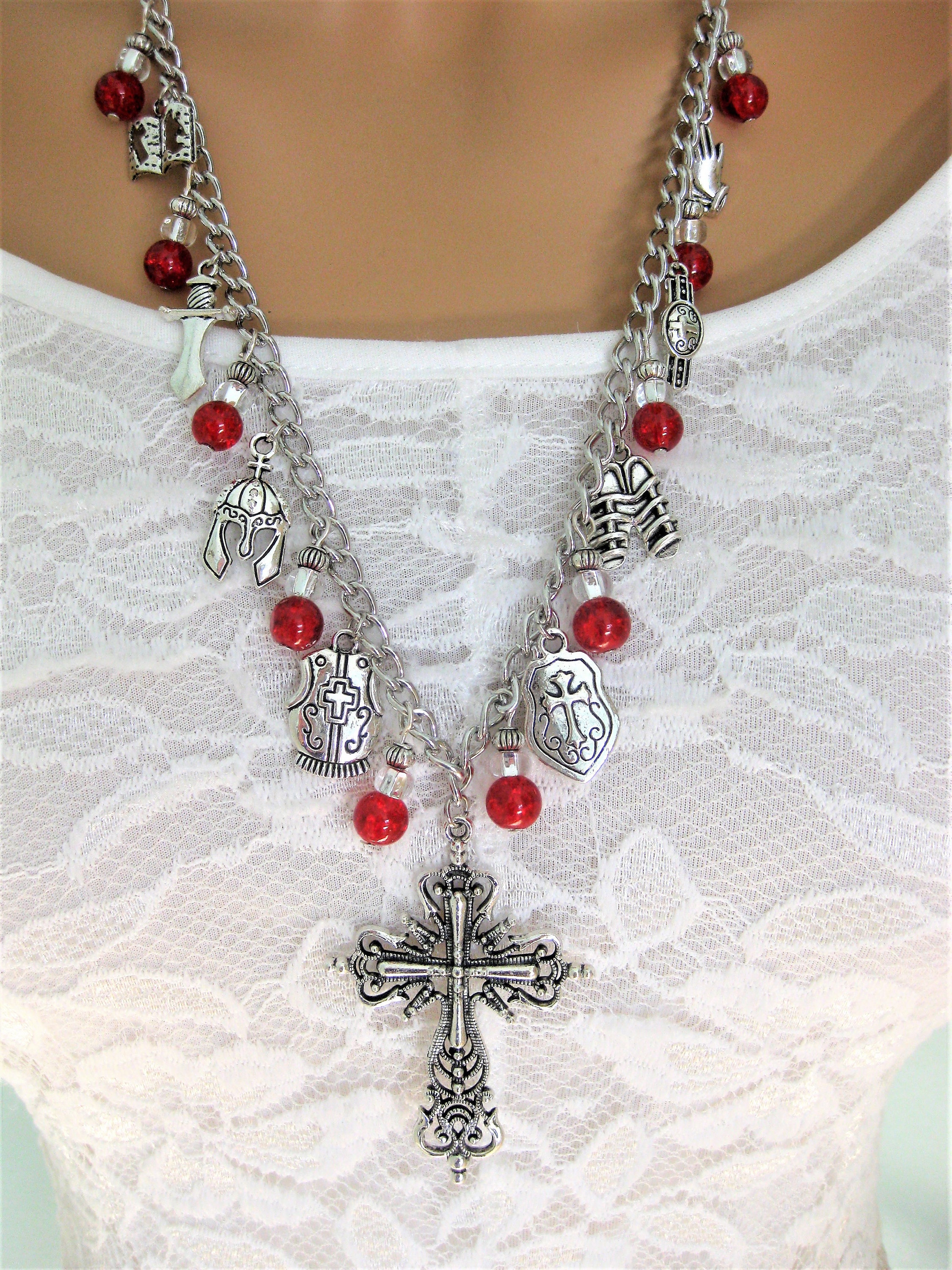 Armor of God Necklace Beaded Necklace Cross Necklace | Etsy