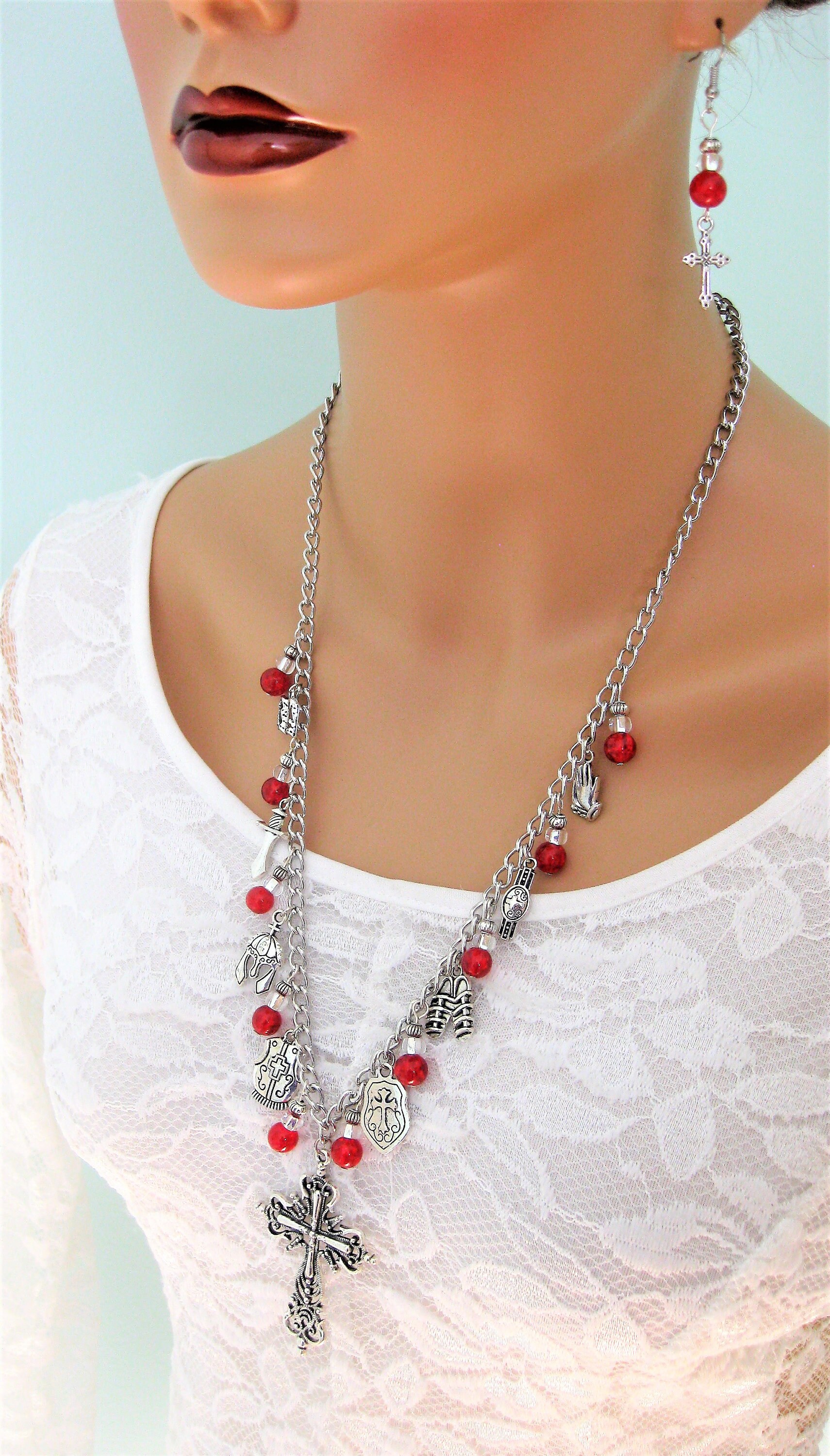 Armor of God Necklace Beaded Necklace Cross Necklace | Etsy