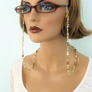 Gold Eyeglass Chain, Glasses Chain, Beaded Eyeglass Chain, Eyeglass Holder, Reading Glasses ...