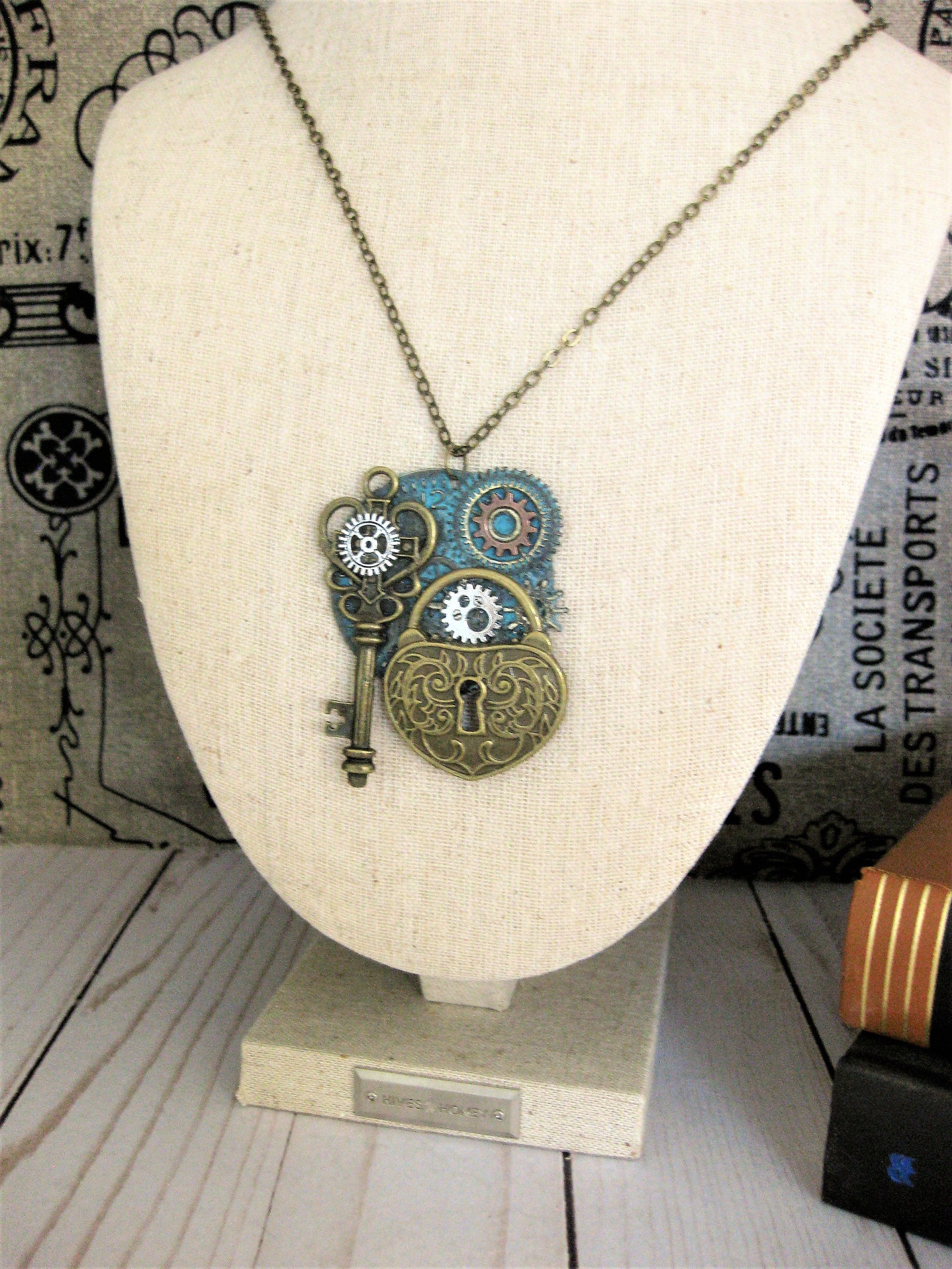 Steampunk Lock and Key Assemblage Necklace Steampunk Necklace | Etsy