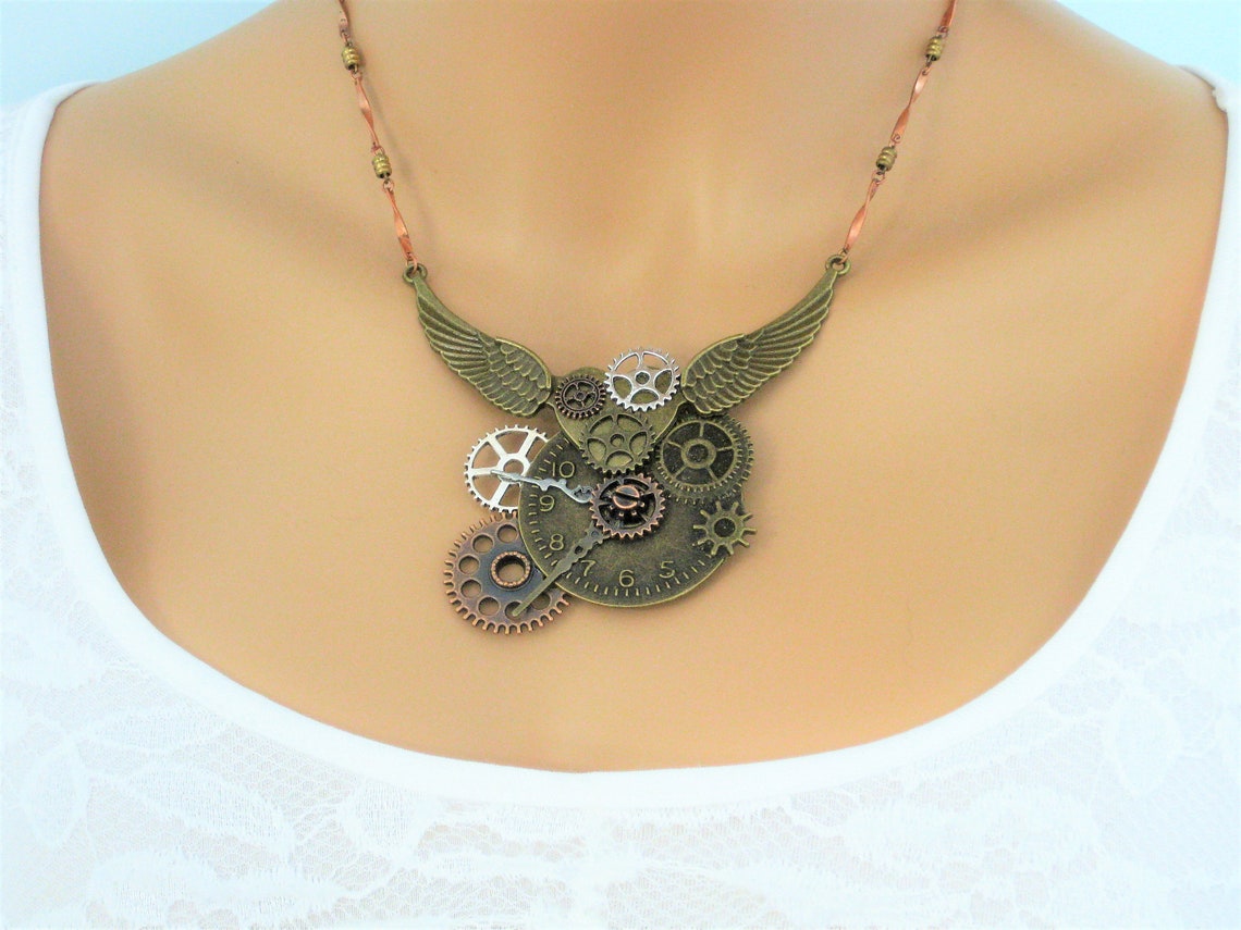 Steampunk Clock Necklace Click to see Clock Face and | Etsy
