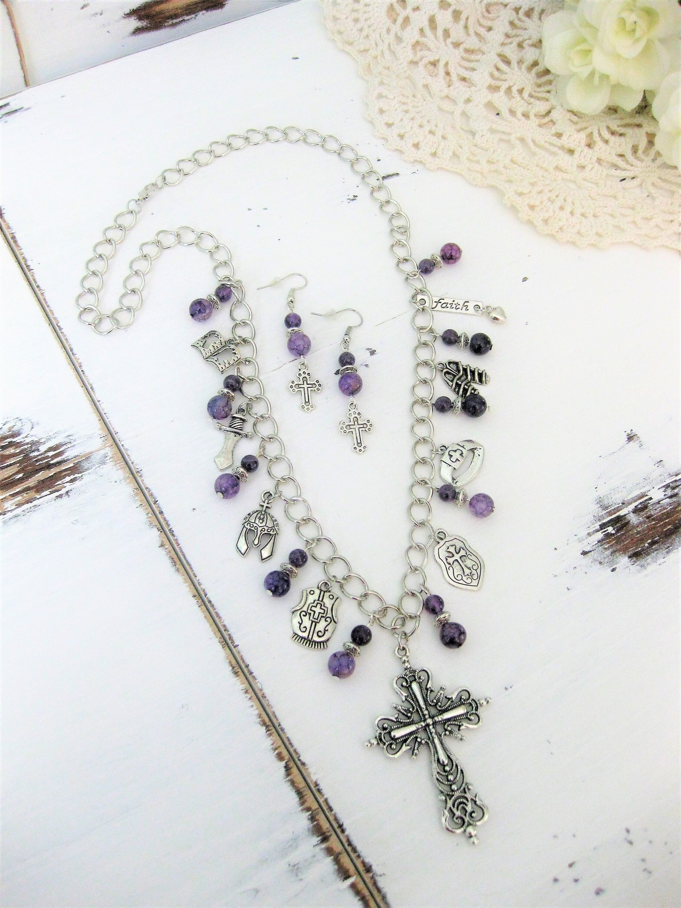 Armor of God Necklace Beaded Necklace Cross Necklace | Etsy