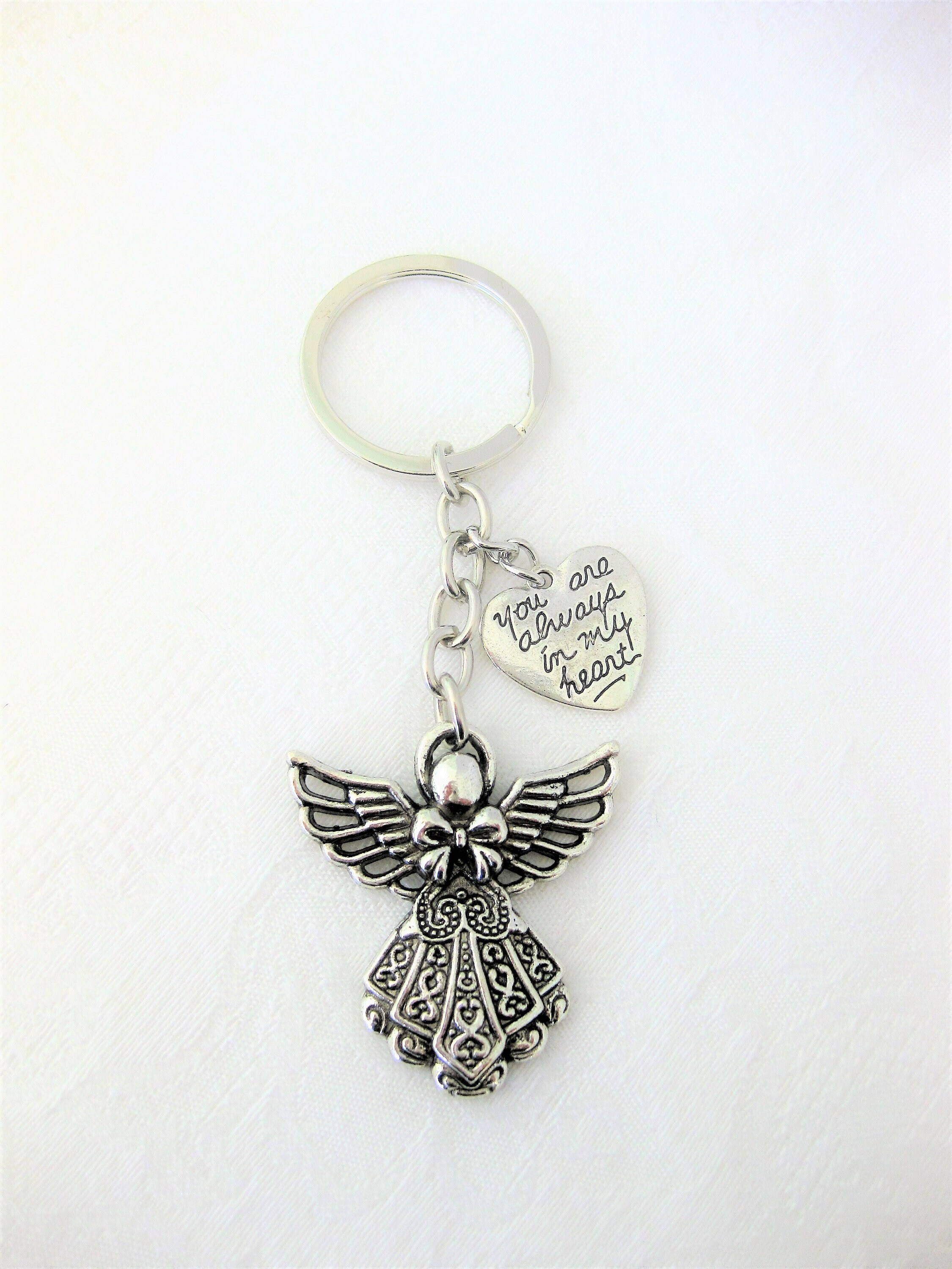 Angel Key Chain In Memory Of Sympathy Gift Silver Key Chain | Etsy