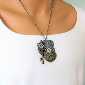 Steampunk Lock and Key Assemblage Necklace Steampunk Necklace | Etsy