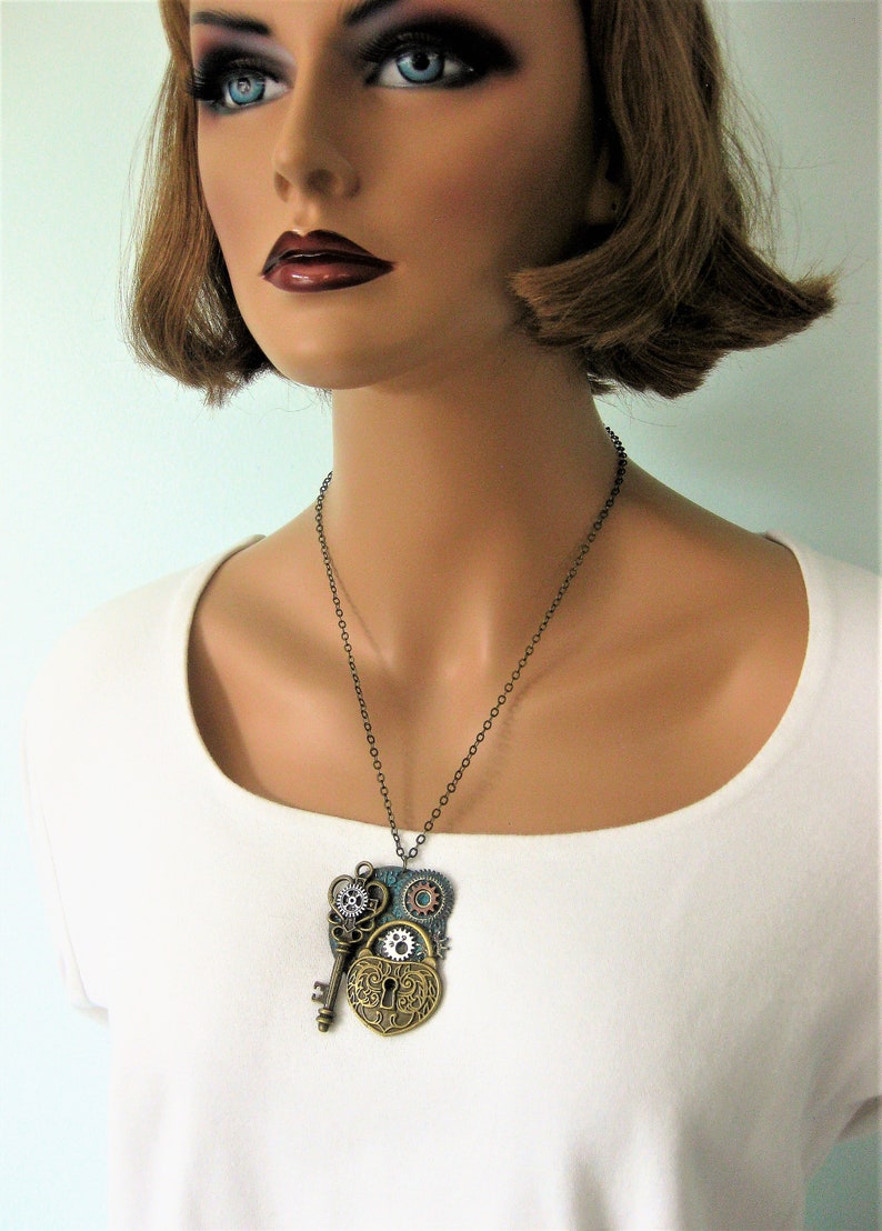 Steampunk Lock and Key Assemblage Necklace Steampunk Necklace | Etsy