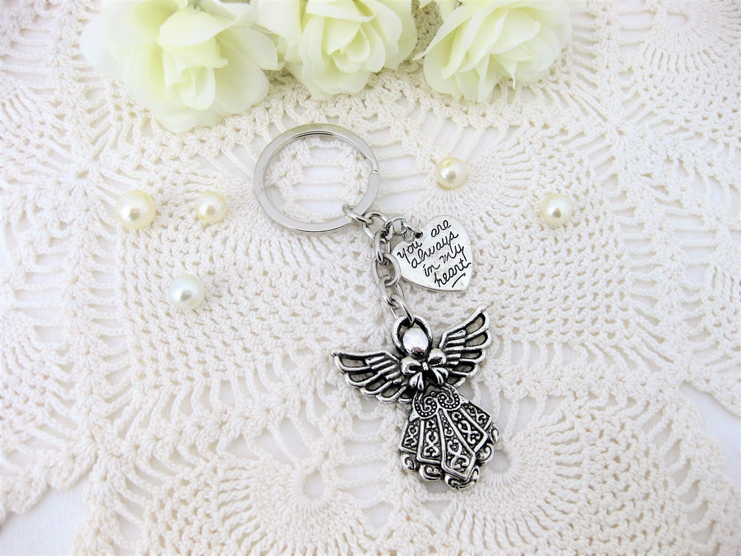 Angel Key Chain In Memory Of Sympathy Gift Silver Key Chain | Etsy